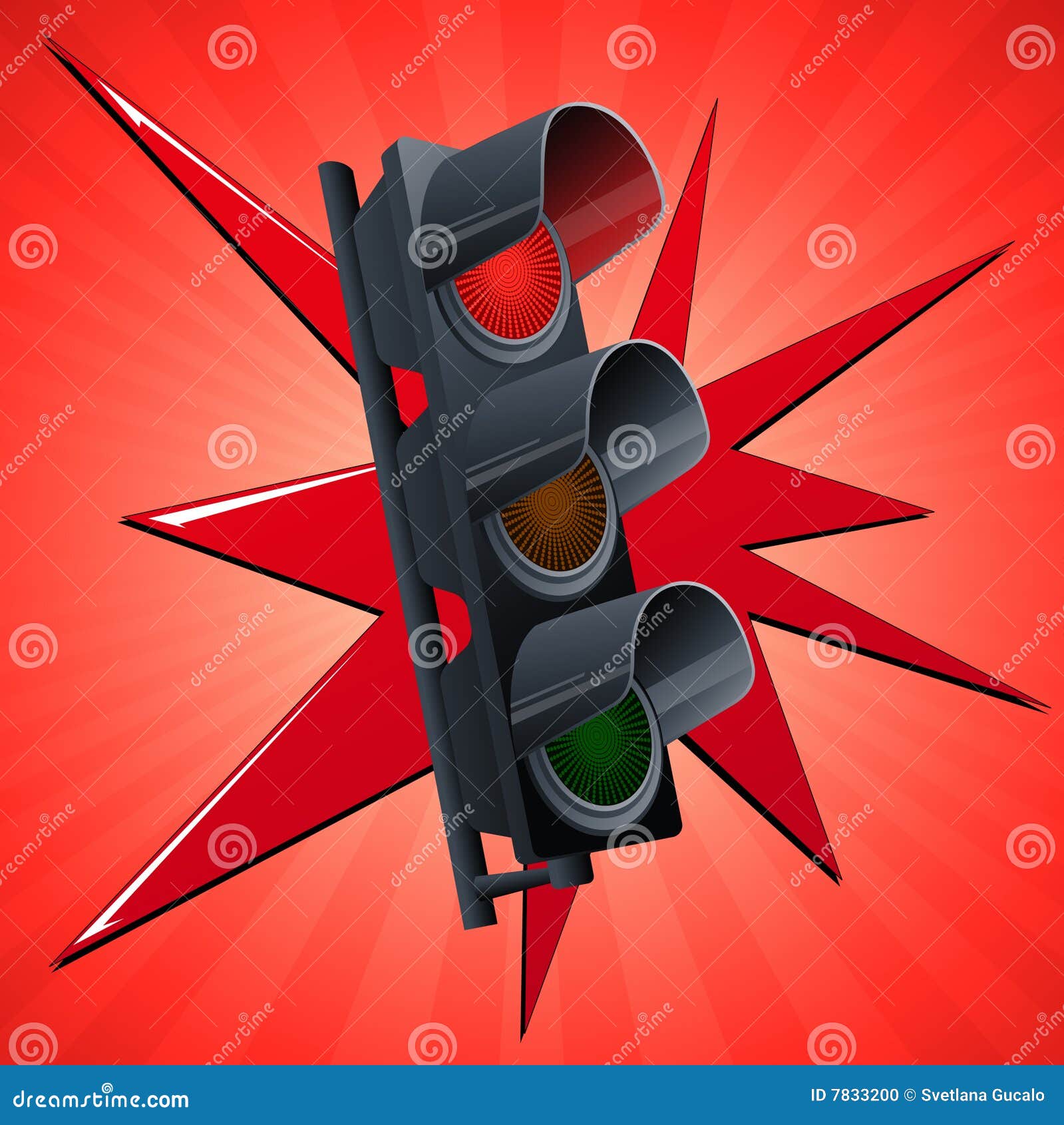 Red traffic light stock vector. Illustration of sign, regulate - 7833200