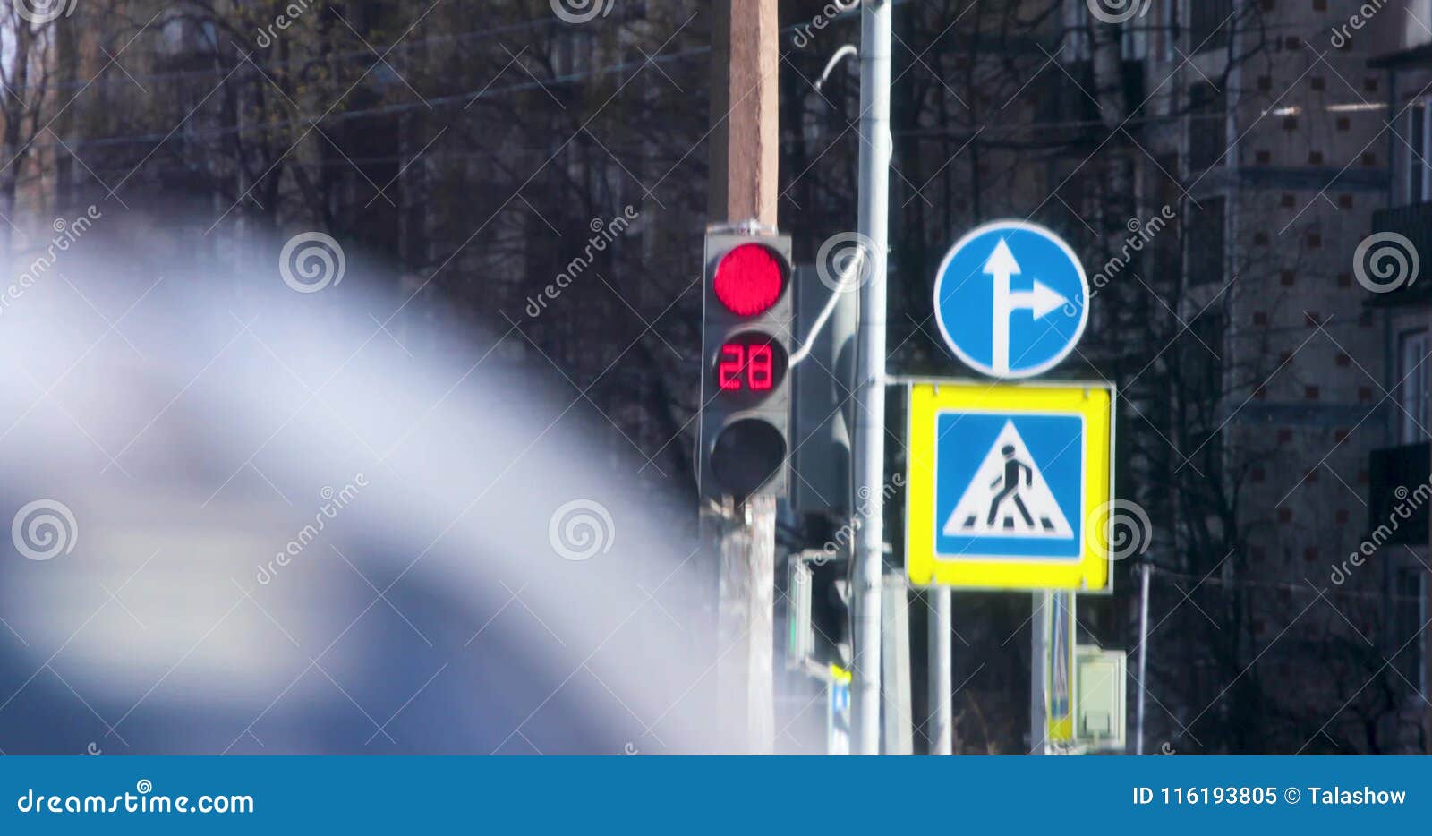 Red Traffic Light and Countdown Timer at Rush Hour Traffic Stock Video ...