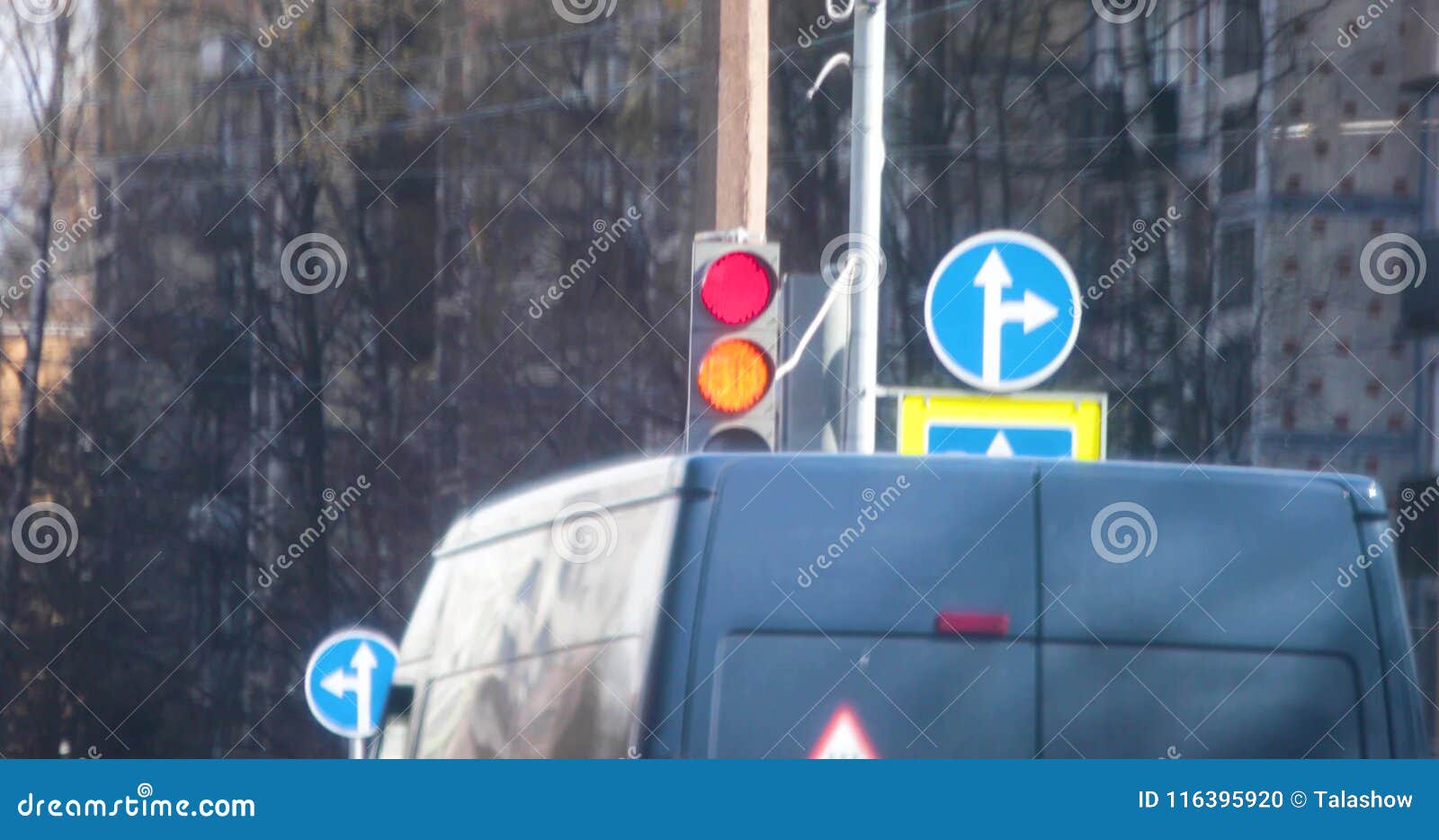 Red Traffic Light and Countdown Timer at Rush Hour Traffic Stock ...