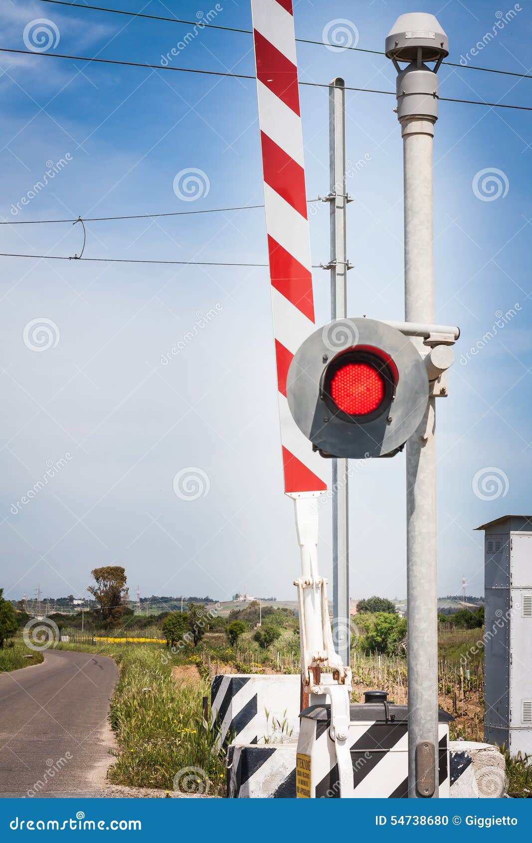 Red Traffic Light Crossing Level Stock Photo - Image of level, metal ...