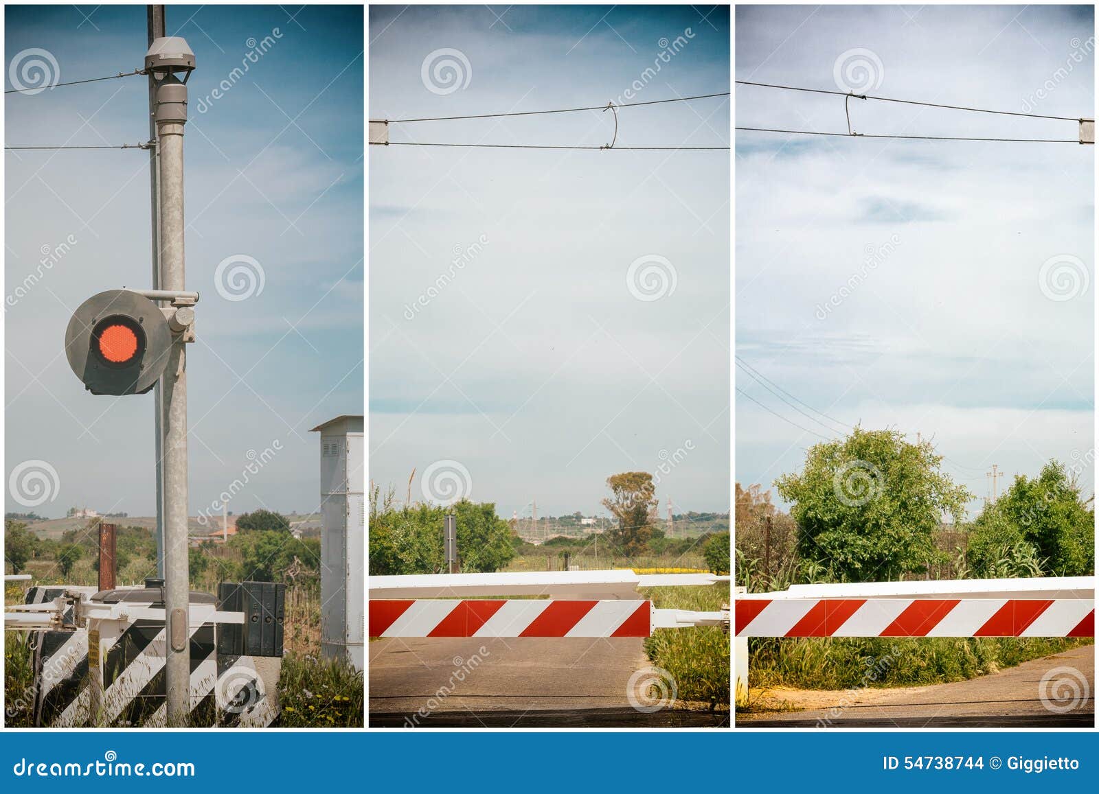Red Traffic Light Crossing Level Stock Photo - Image of mechanical ...