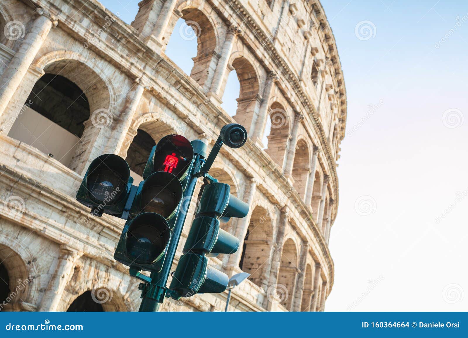 A Red Traffic Light in Front of the Colosseum, Rome Stock Photo - Image ...