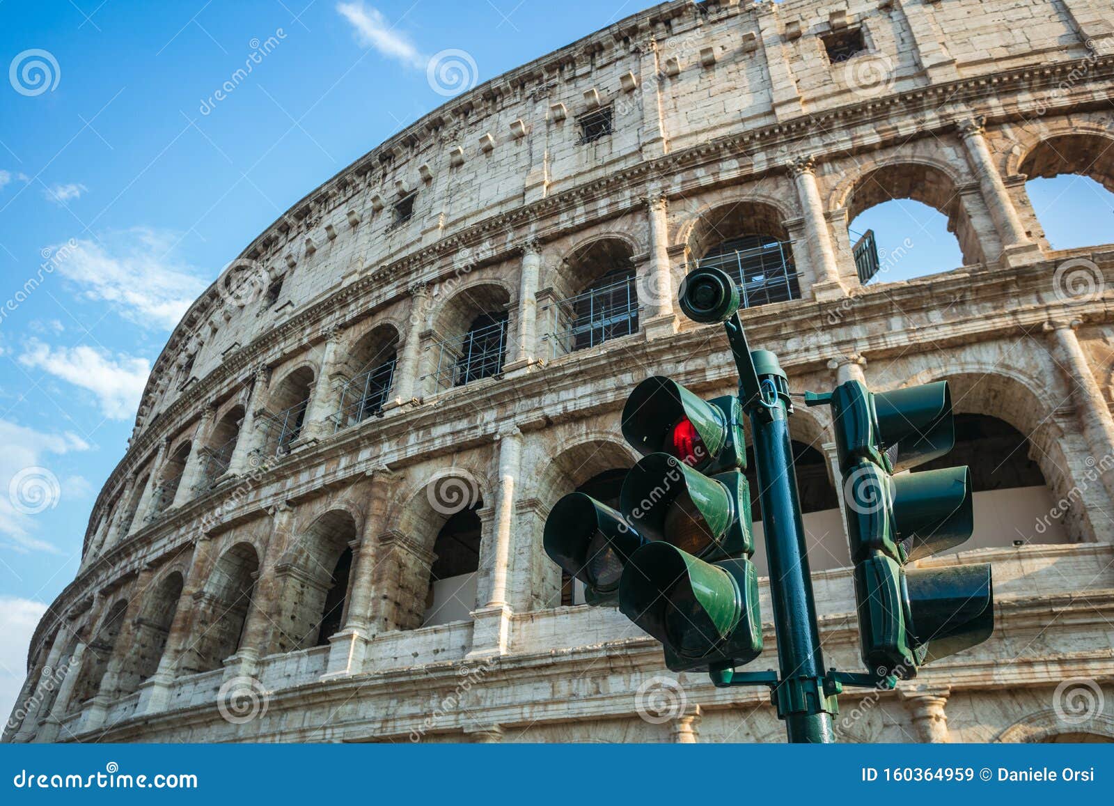 A Red Traffic Light in Front of the Colosseum, Rome Stock Image - Image ...