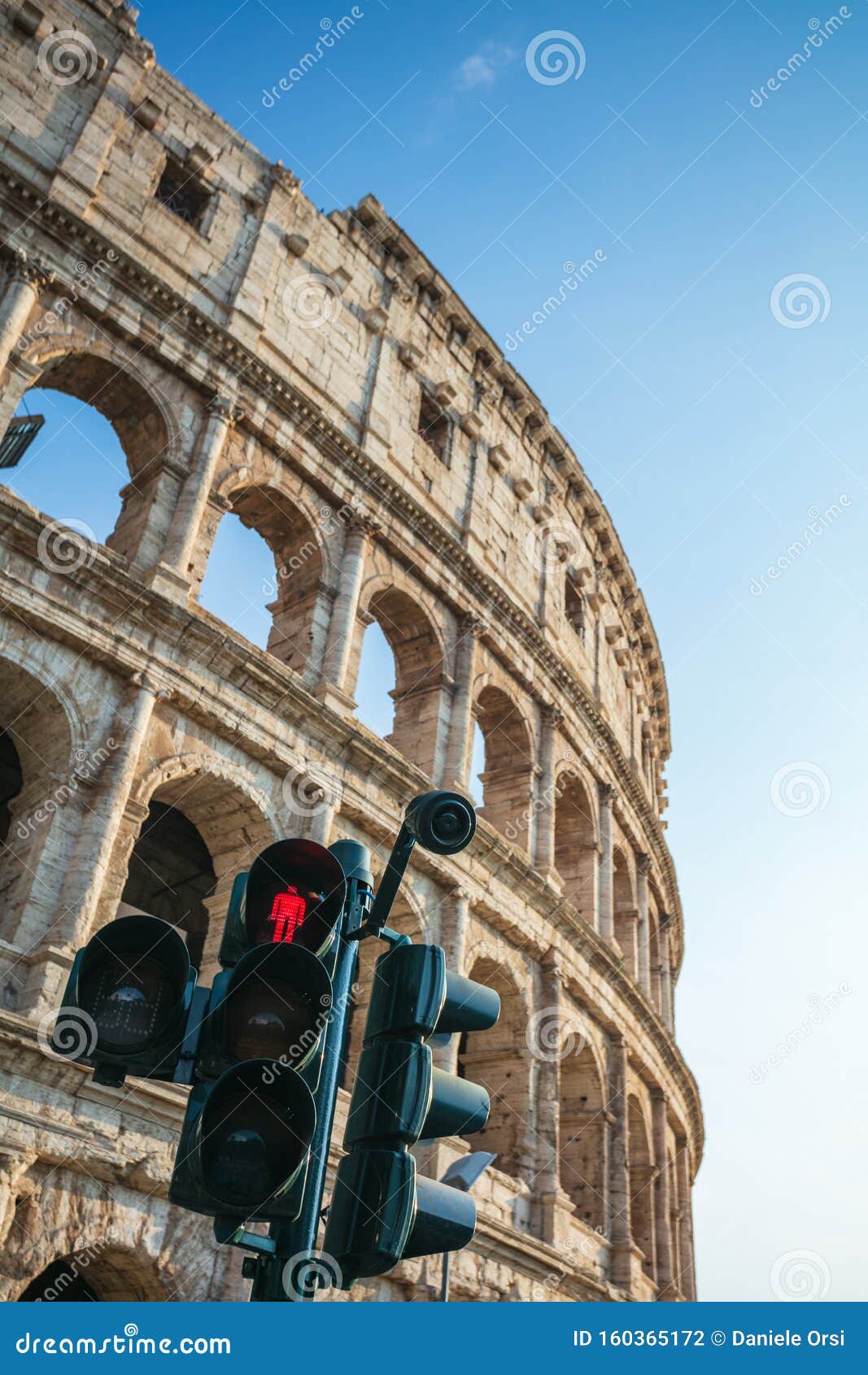 A Red Traffic Light in Front of the Colosseum, Rome Stock Photo - Image ...