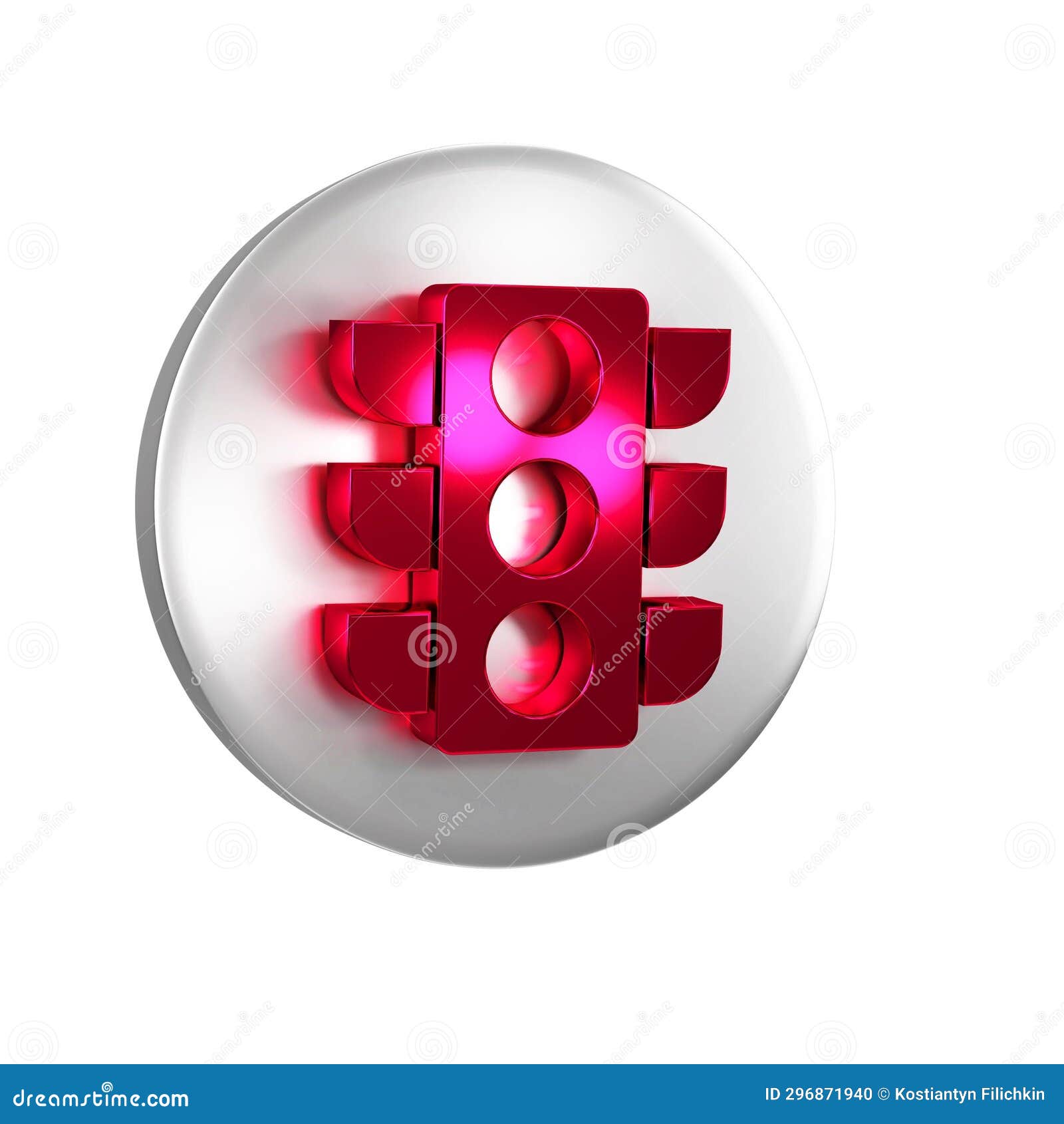 Red Traffic Light Icon Isolated on Transparent Background. Silver ...