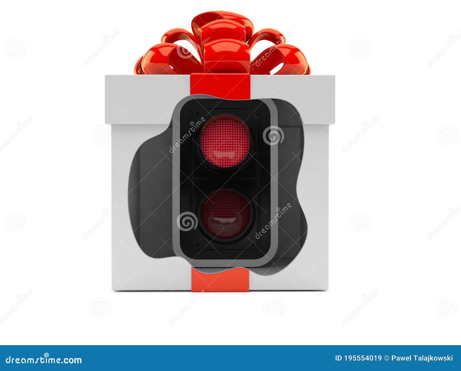 Red Traffic Light Inside Gift Stock Illustration - Illustration of ...
