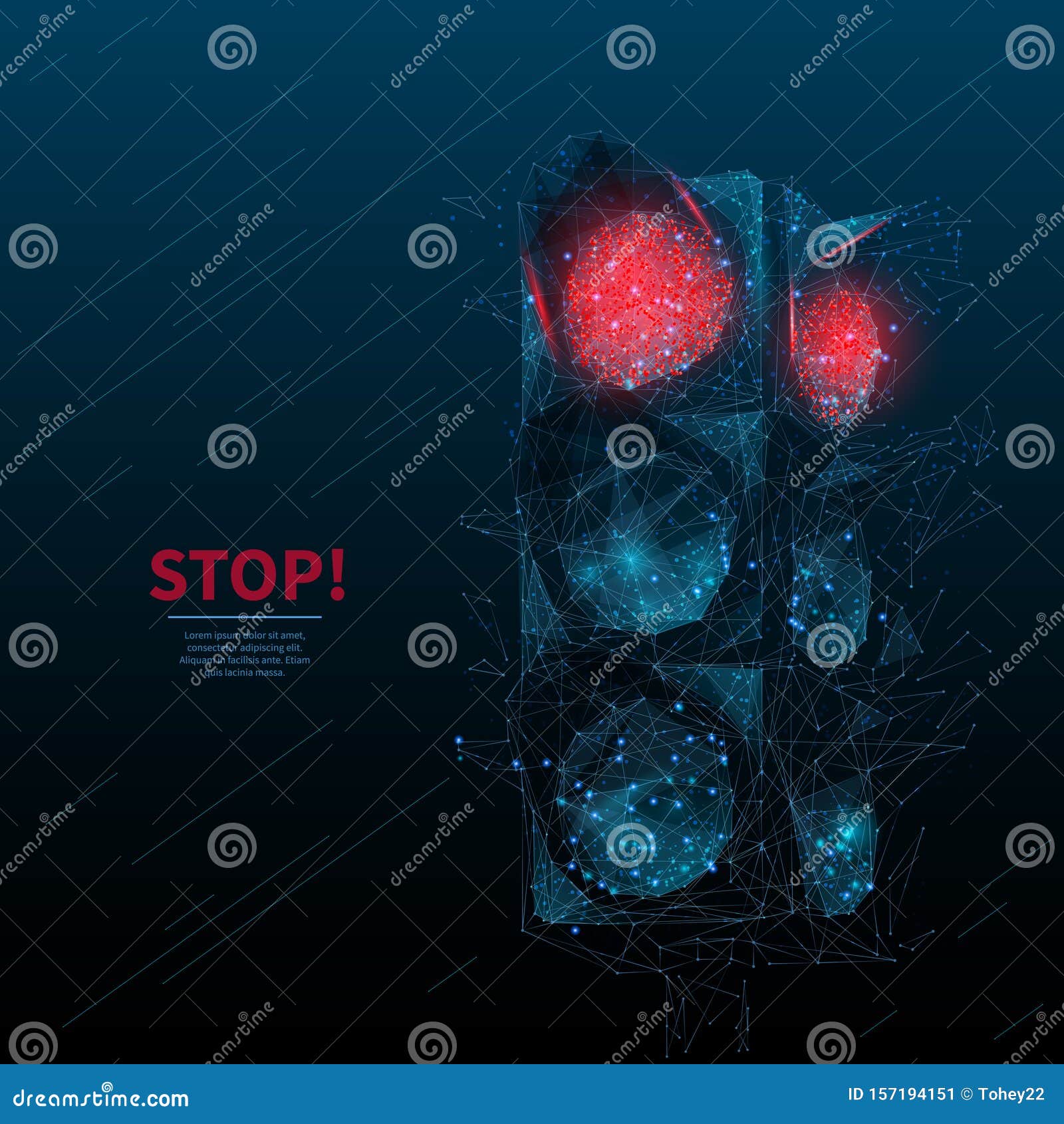 Red Traffic Light Low Poly Wireframe Banner Template Stock Vector ...