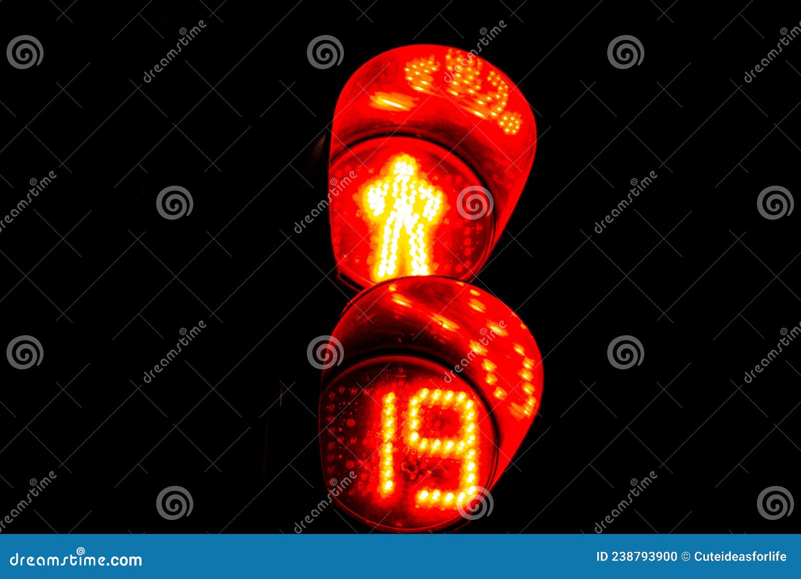 Red Traffic Light Man at Night Stock Photo - Image of illuminated ...