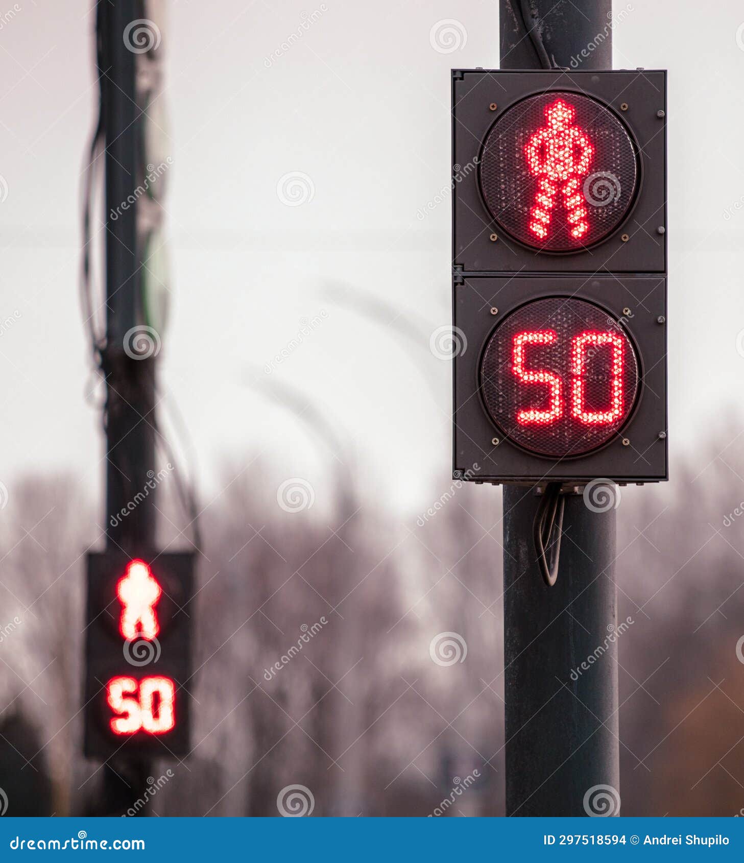 Red Traffic Light for a Pedestrian with a Countdown Stock Photo - Image ...