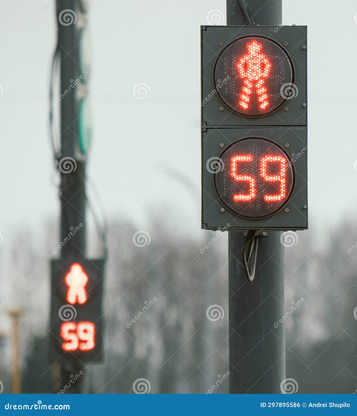 Red Traffic Light for a Pedestrian with a Countdown Stock Photo - Image ...