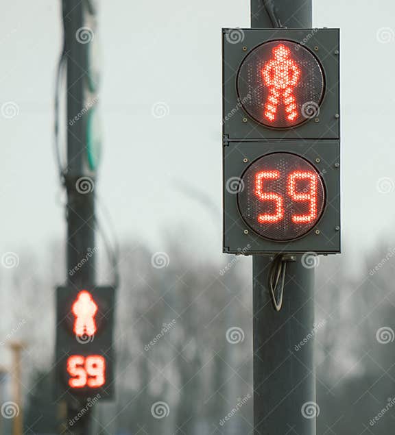 Red Traffic Light for a Pedestrian with a Countdown Stock Photo - Image ...