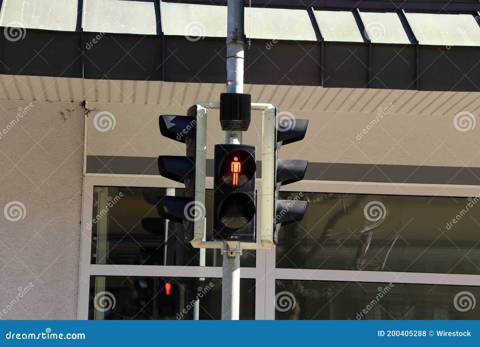 Red Traffic Light for Pedestrians on the Street Stock Photo - Image of ...