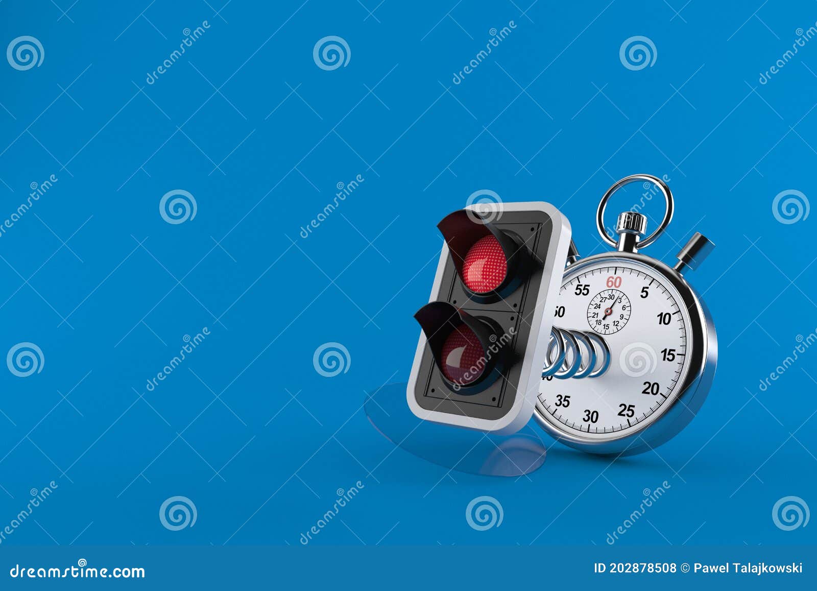 Red Traffic Light with Stopwatch Stock Illustration - Illustration of ...