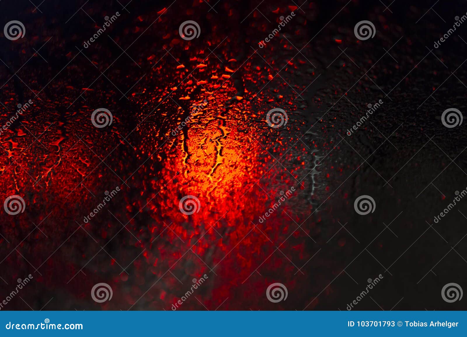 Red Traffic Lights in Rain at Night Stock Image - Image of evening ...