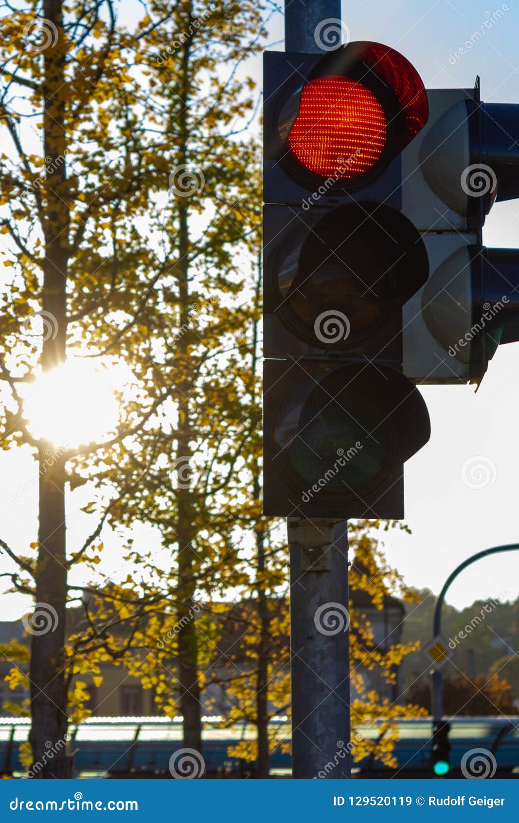 Red trafficlight stock image. Image of signal, background - 129520119