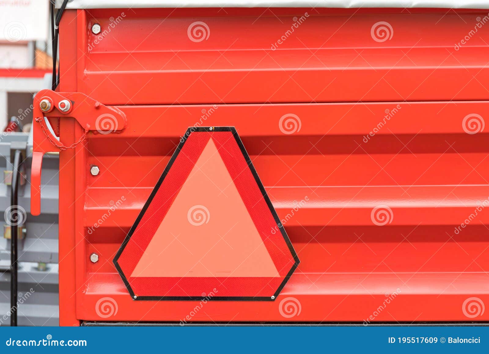 Red Trailer Triangle stock image. Image of reflective - 195517609