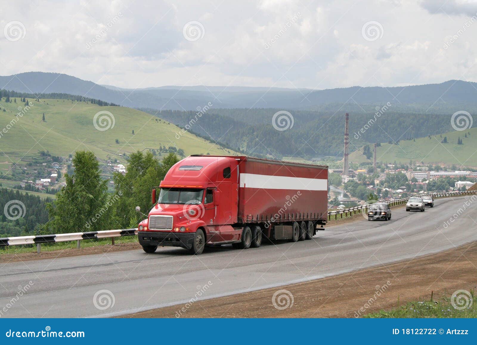 A red trailer truck stock photo. Image of outdoors, auto - 18122722