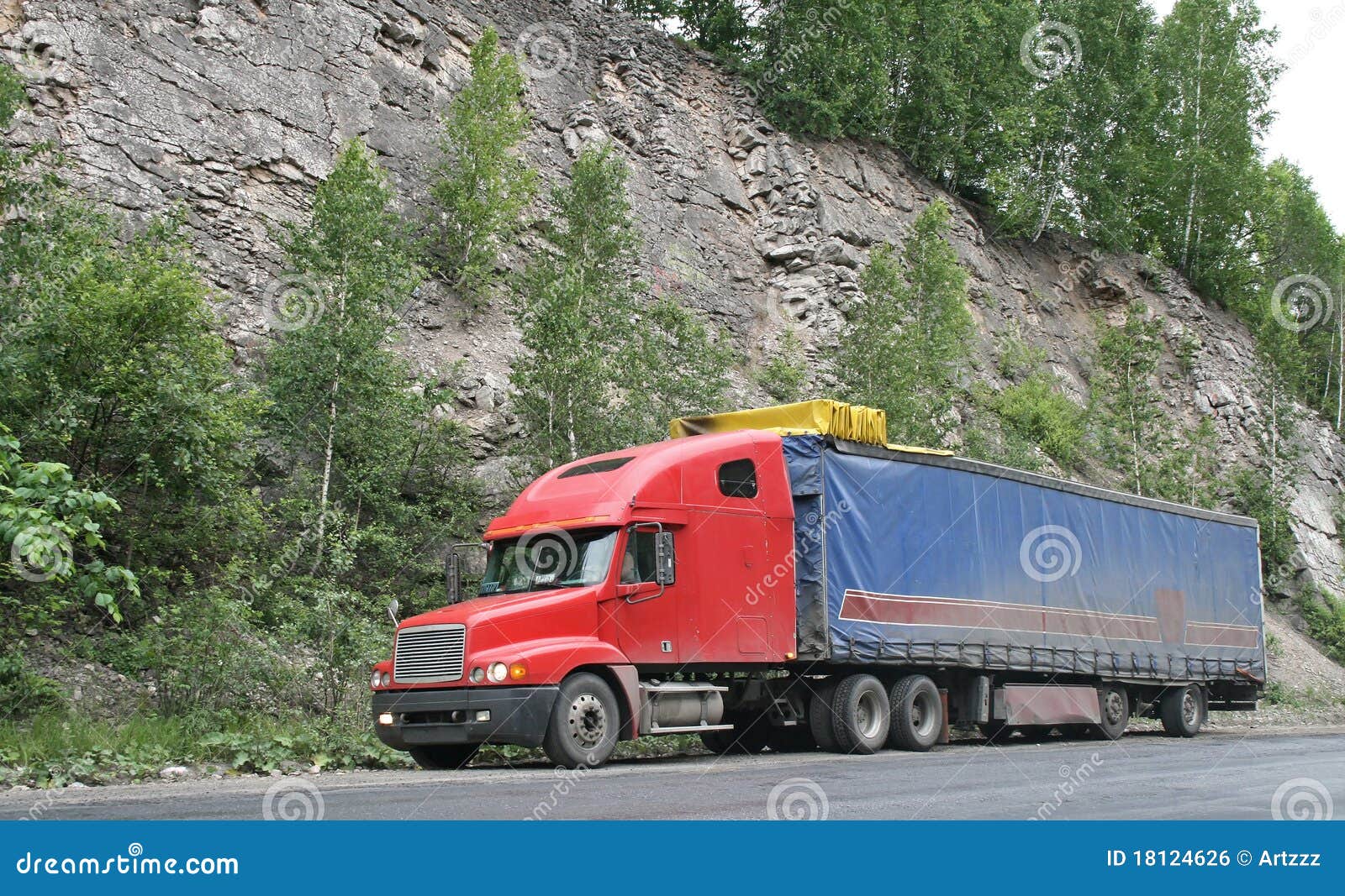 Red trailer truck stock photo. Image of delivery, mover - 18124626