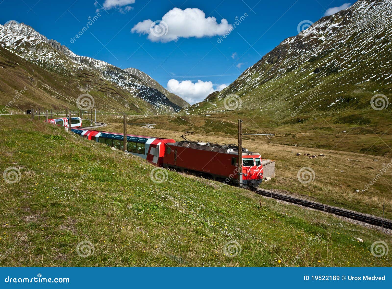 Red train in alps stock image. Image of carriage, hike - 19522189