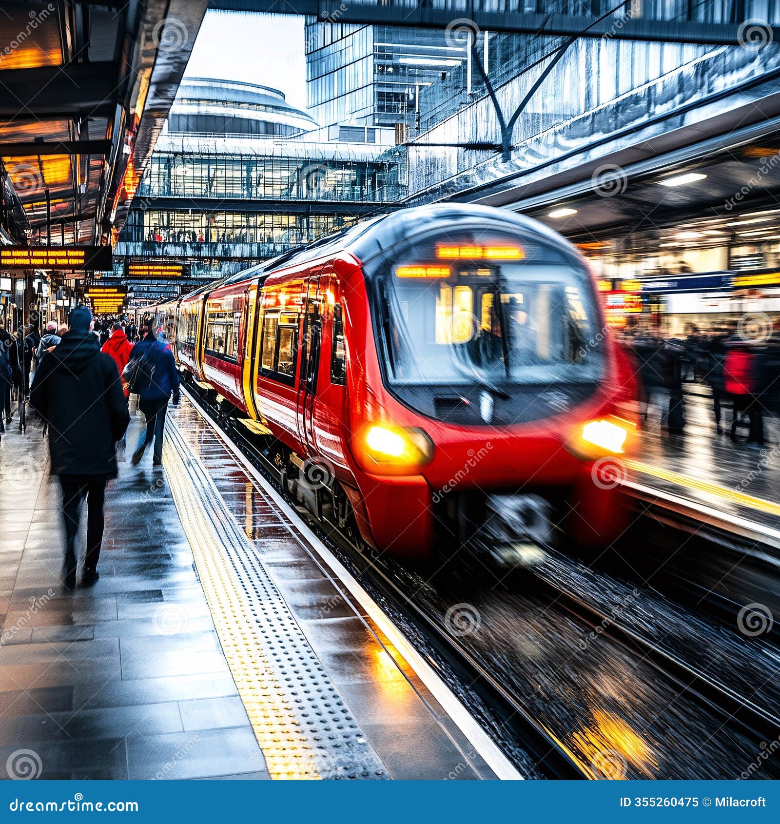 Red Bus With Passengers Waiting At Bus Stop In Flat Vector Illustration ...