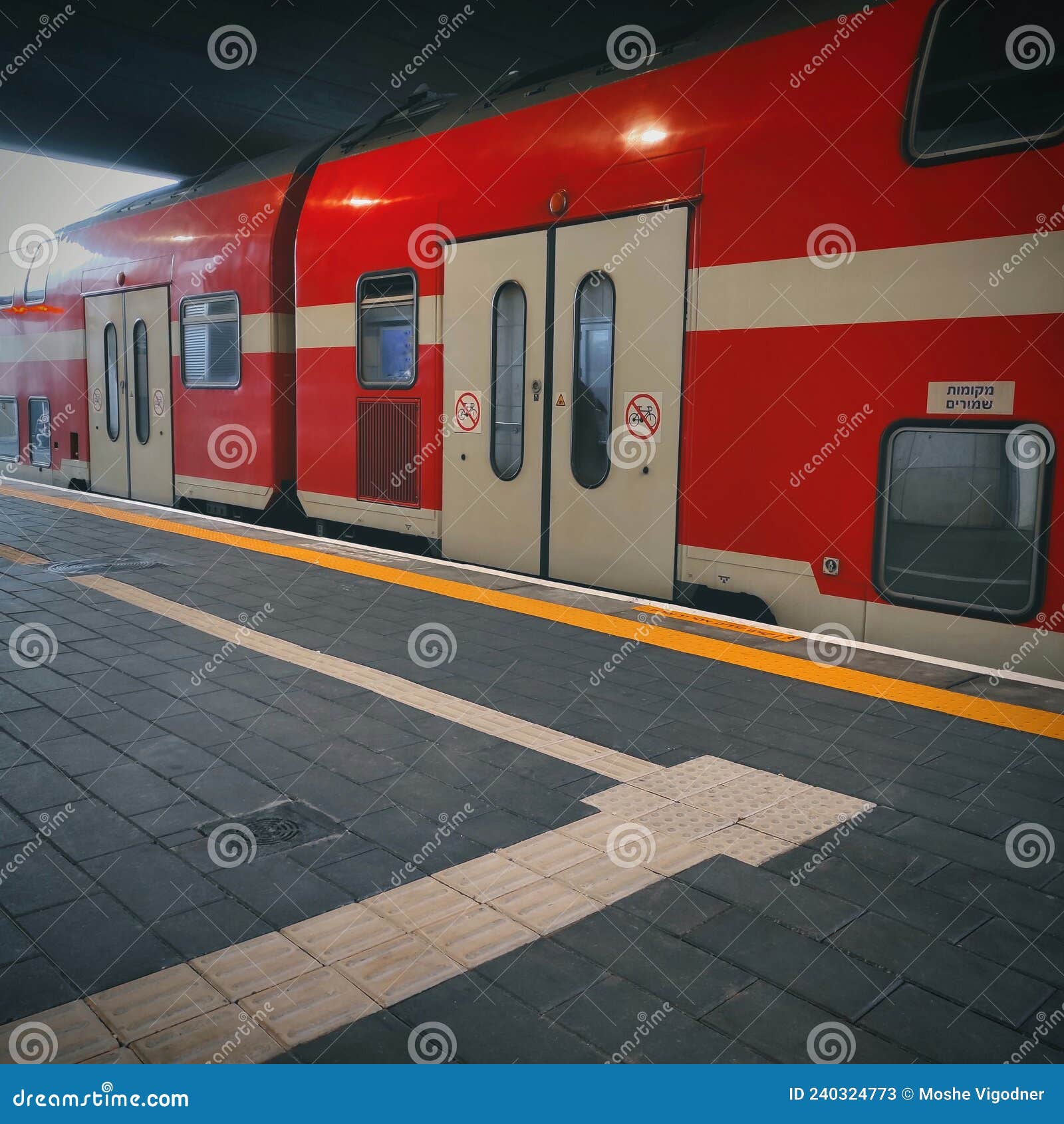 A Red Train Car on the Platform Stock Image - Image of railroad, israel ...