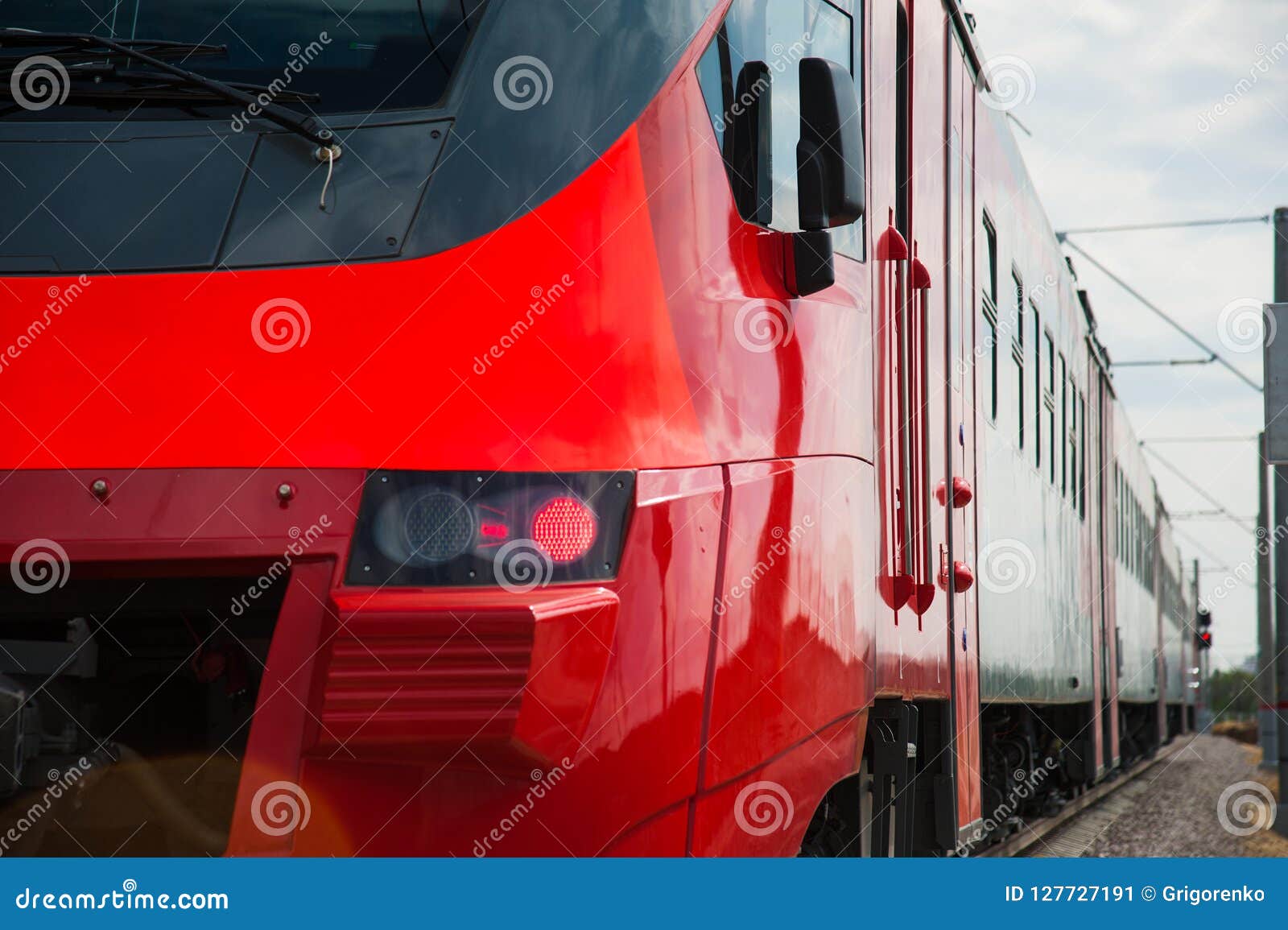 Red Train in Modern Railway Stock Image - Image of city, transportation ...