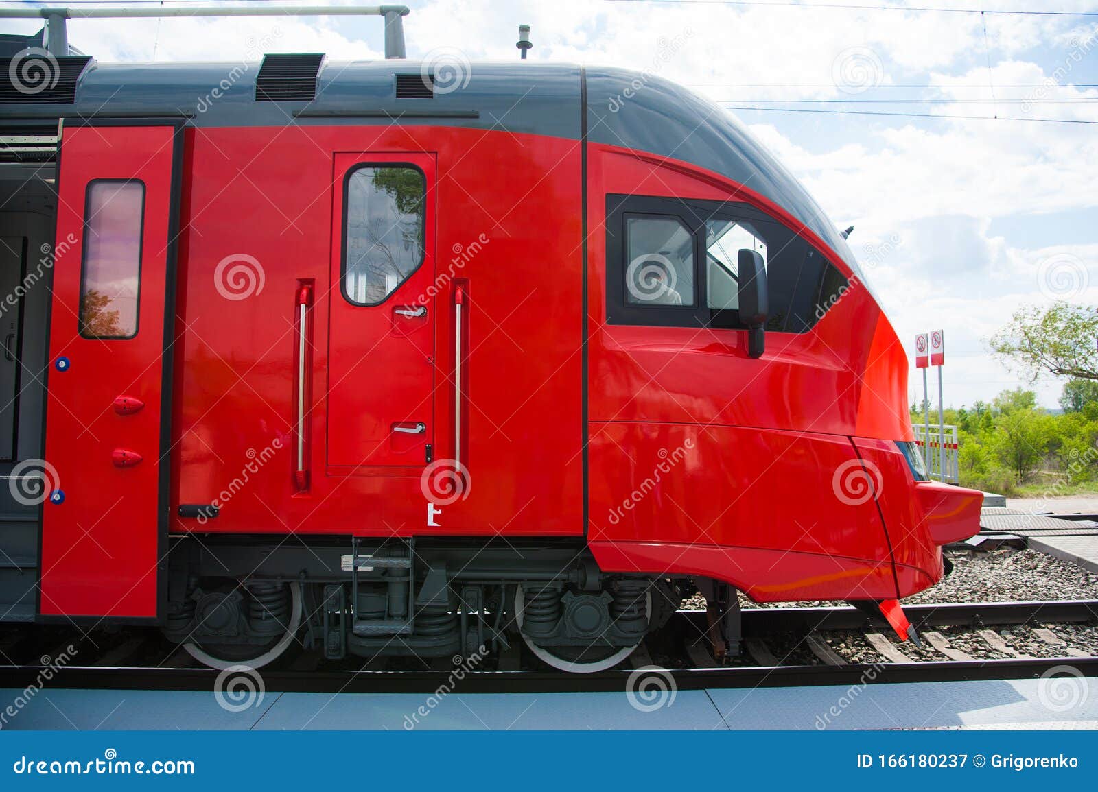 Red Train in Modern Railway Stock Image - Image of railway, urban ...