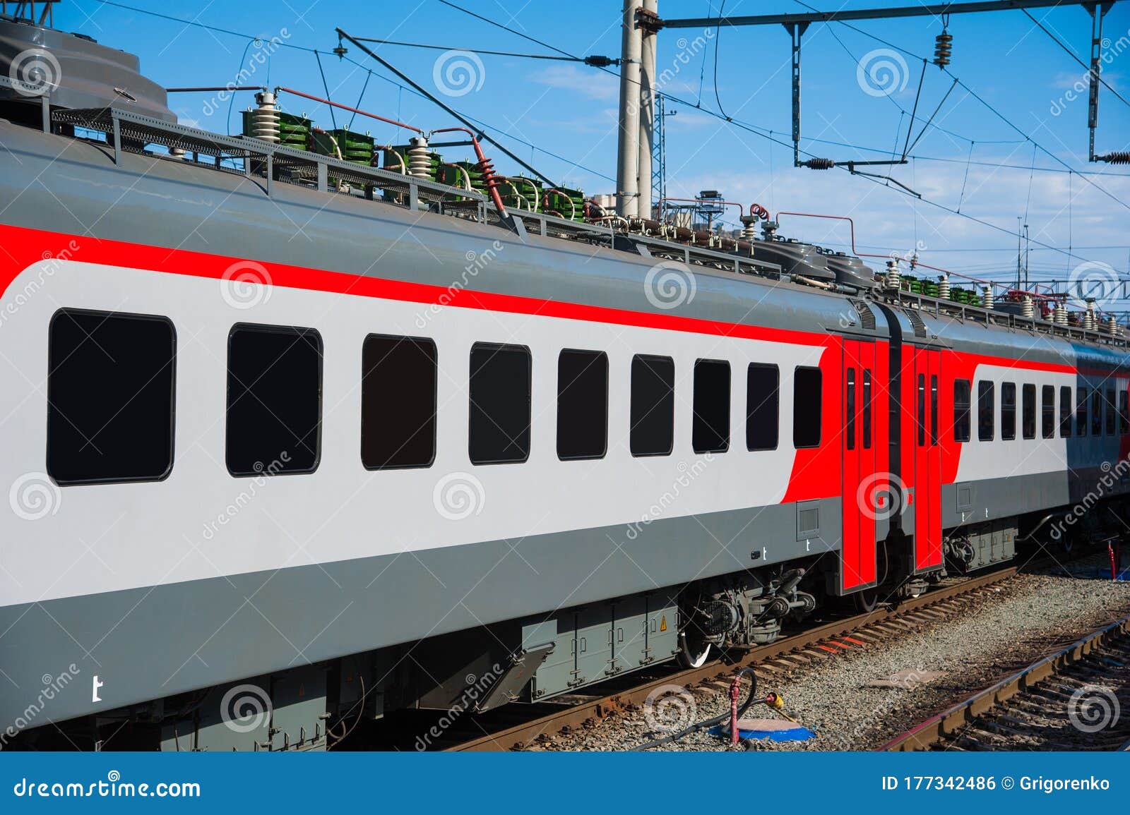 Red Train in Modern Railway Stock Photo - Image of train, high: 177342486