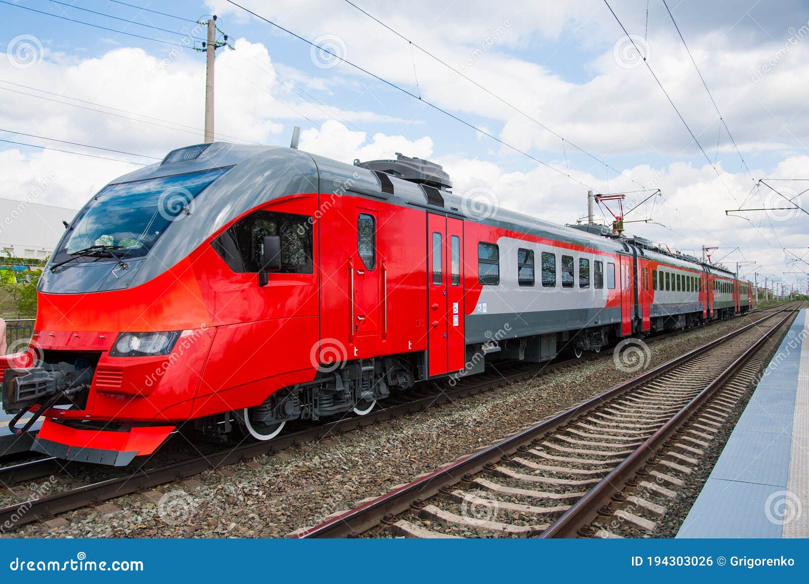 Red Train in Modern Railway Stock Photo - Image of high, journey: 194303026