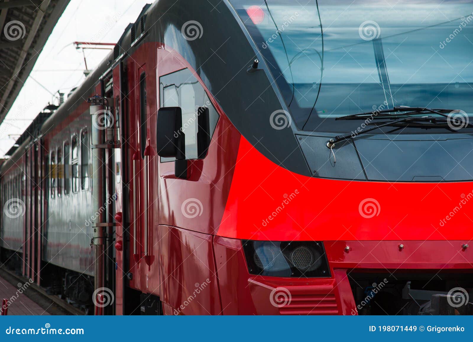 Red Train in Modern Railway Stock Image - Image of journey, tourism ...