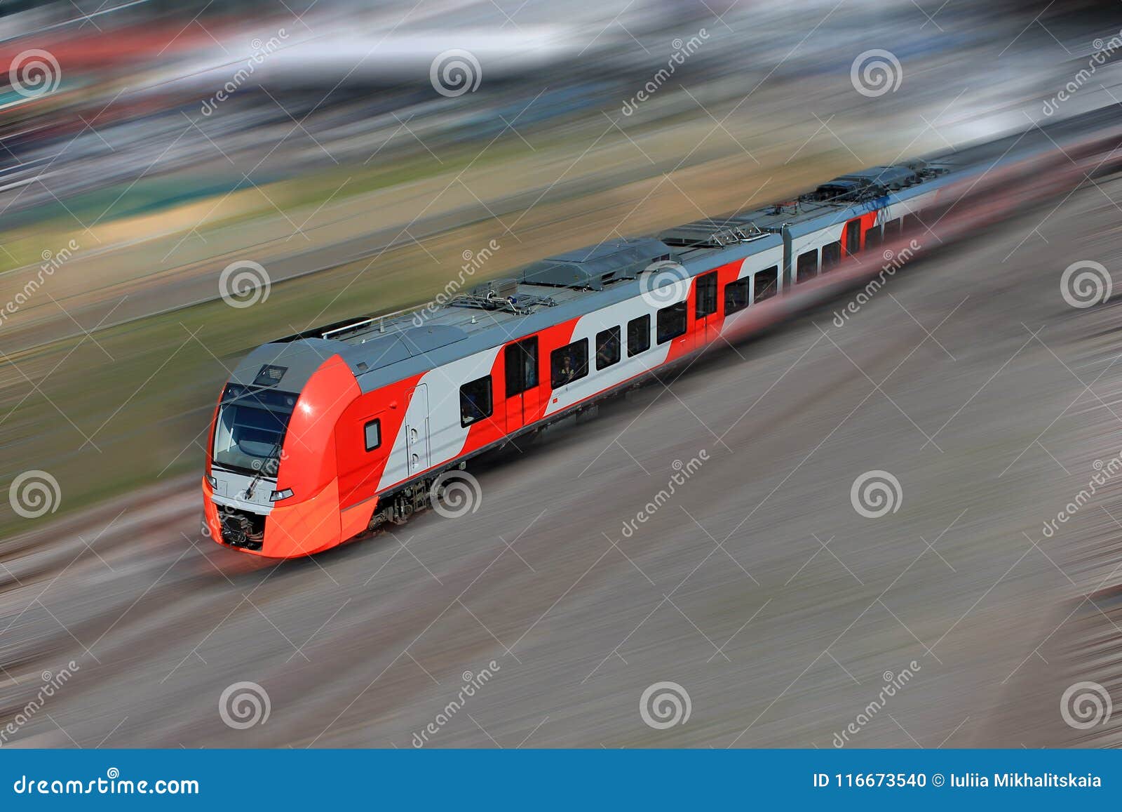 Red Train on a Railway in Blur Stock Photo - Image of transportation ...