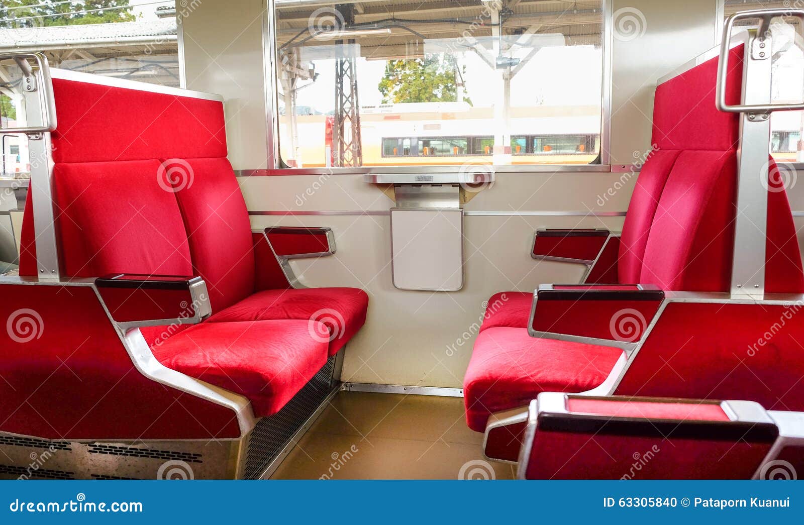 Red train seat stock photo. Image of transport, interior - 63305840