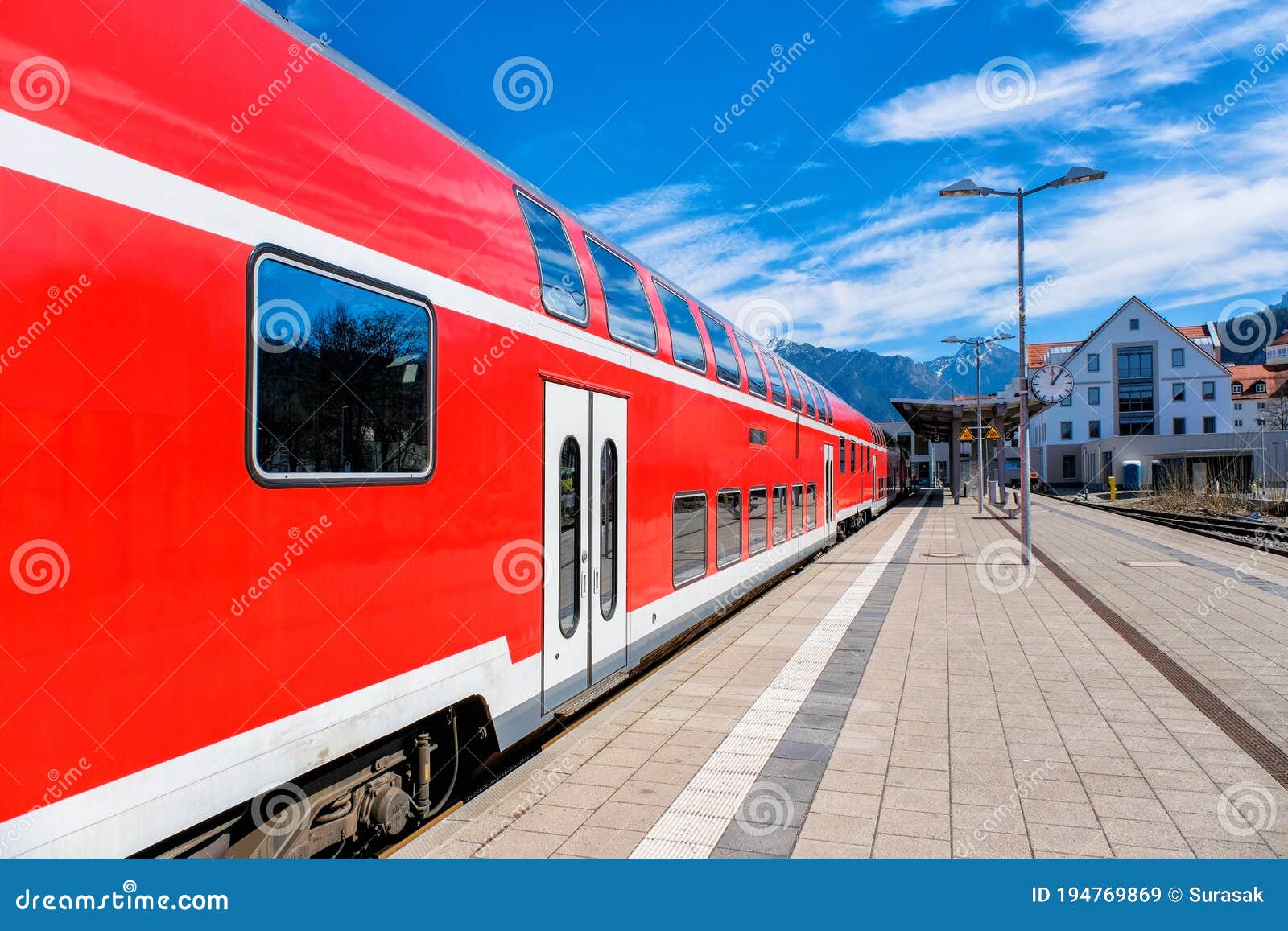 Red Train in the Station in Fussen at Germany Bavaria Stock Image ...