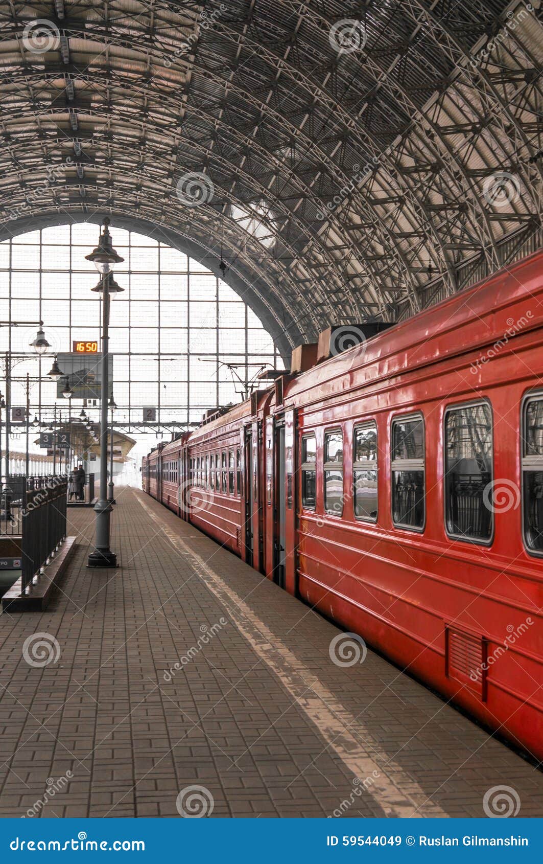 Red Train on a Station in Moscow Stock Image - Image of station ...