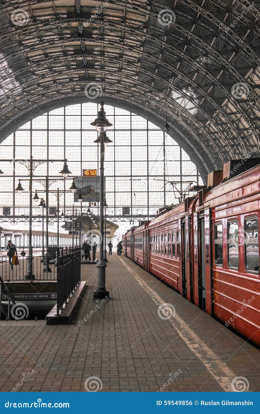 Red Train on a Station in Moscow Stock Photo - Image of kiyevsky ...