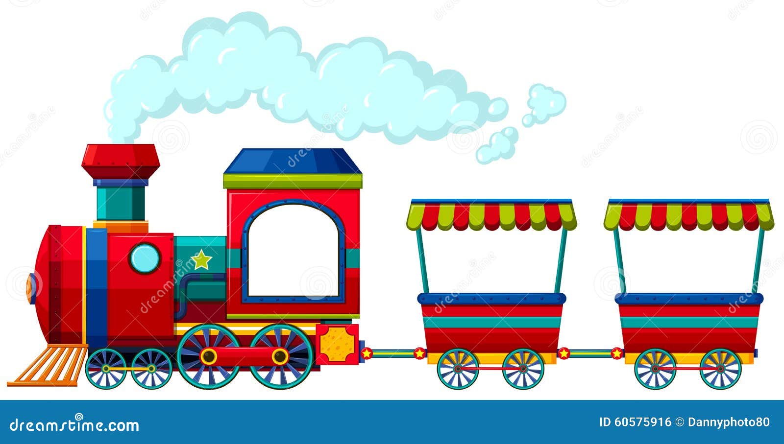Red Train with Two Carriages Stock Vector - Illustration of travel ...
