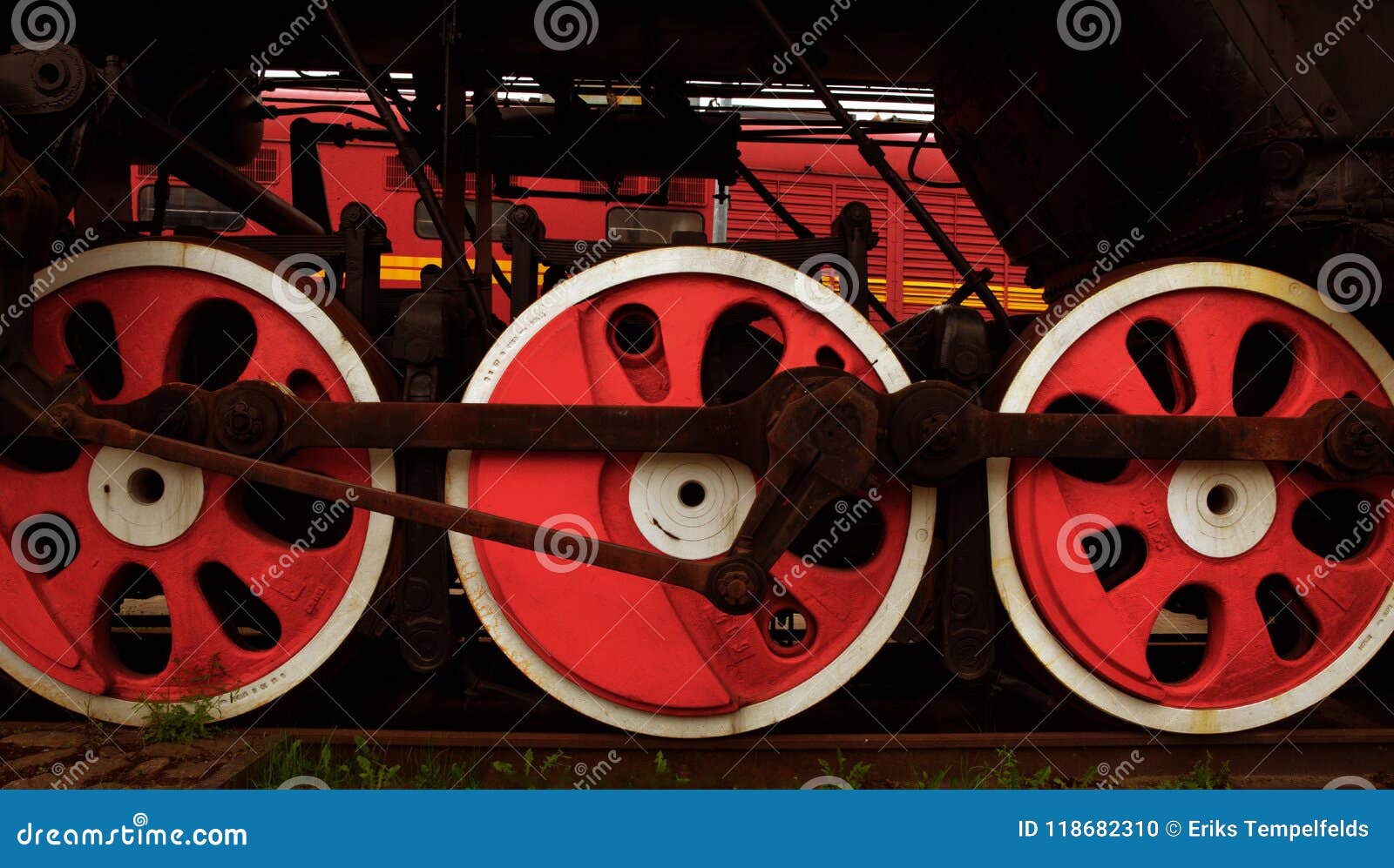 Red train wheels stock photo. Image of industrial, motion - 118682310
