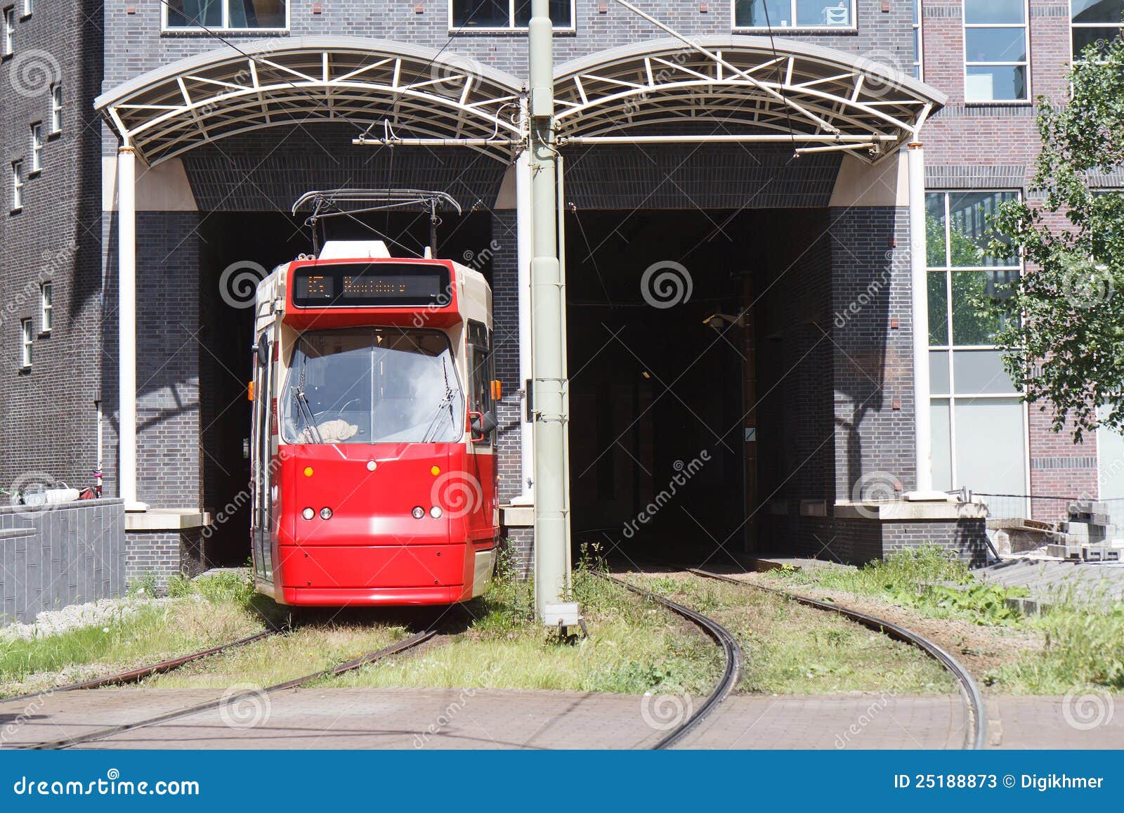 Red Tram stock image. Image of rail, cable, tunnel, heading - 25188873