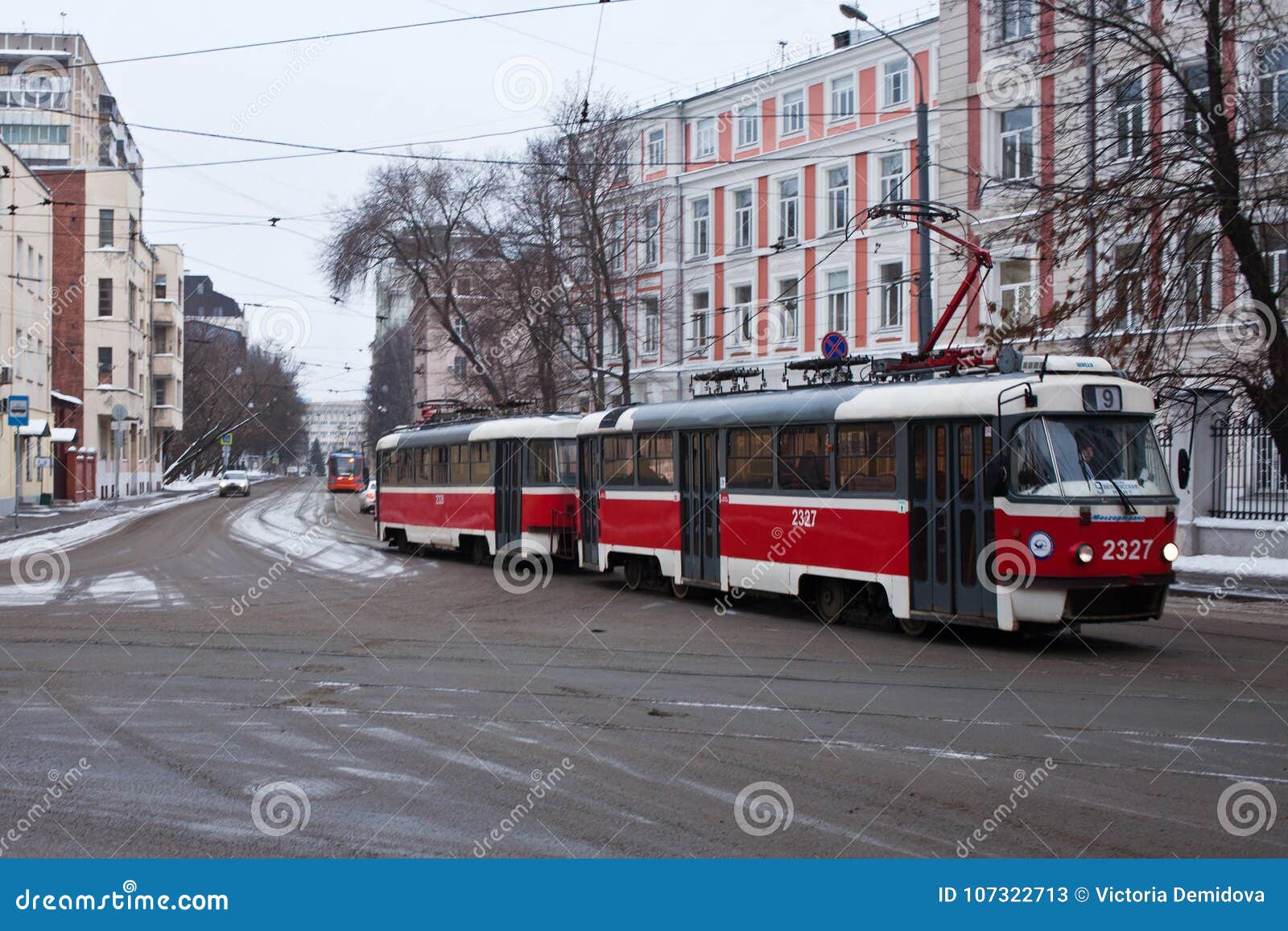 Red Tram on Moscow Streets . Russia Editorial Stock Photo - Image of ...