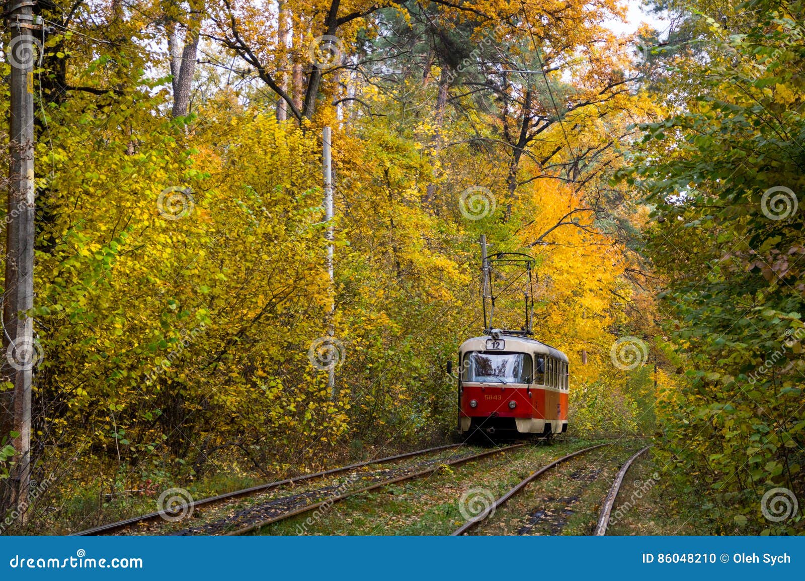 Red tram rails on curves editorial image. Image of tramvay - 86048210