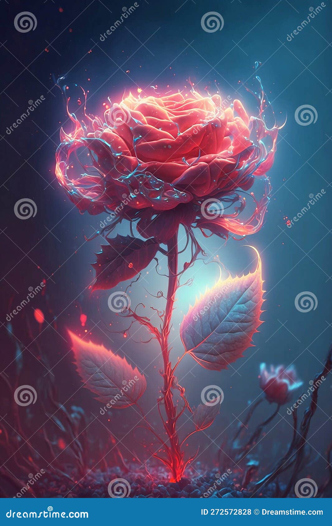Red Translucent Rose in Blue and Red Light Stock Illustration ...