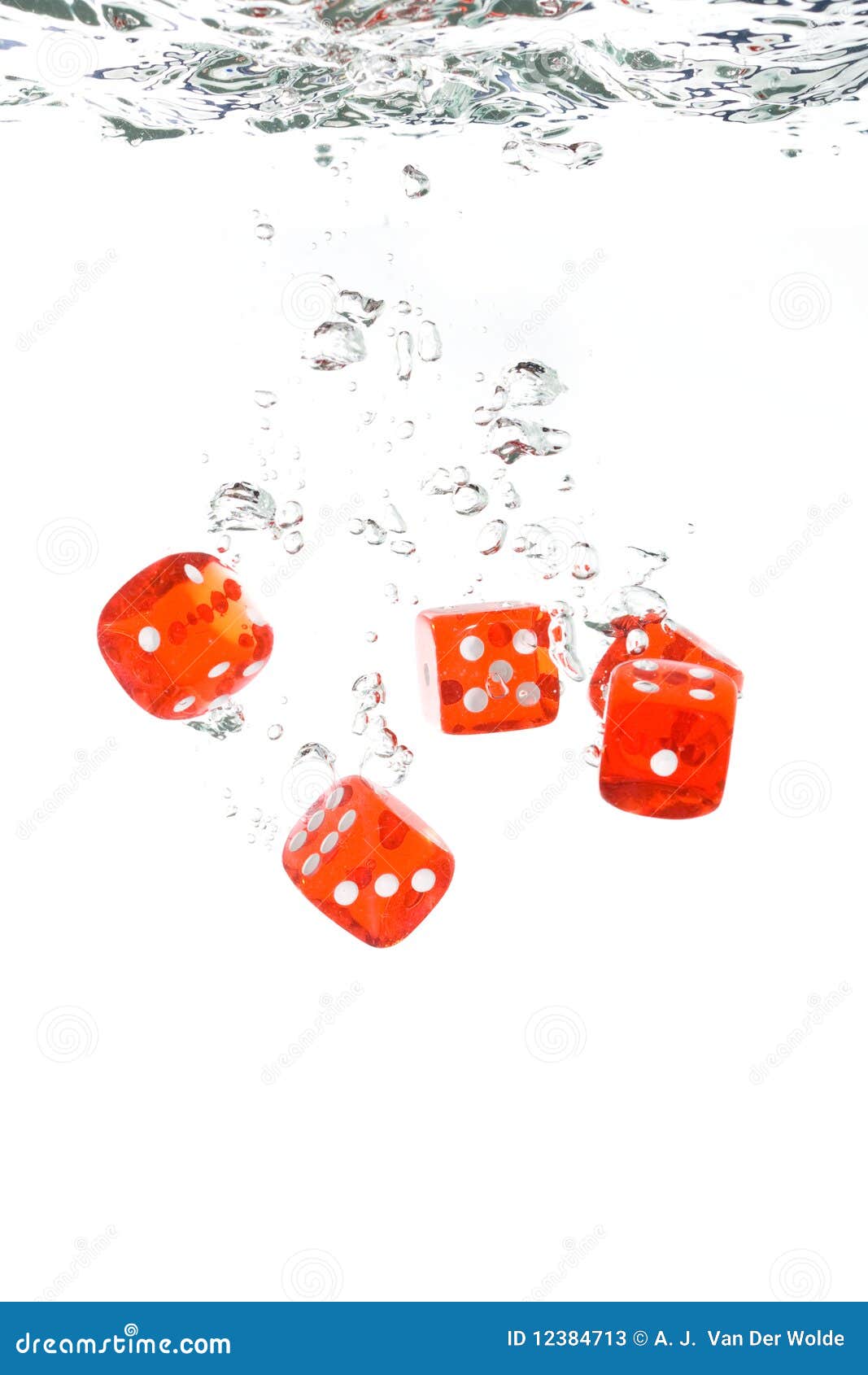 Red Transparent Dice Falling into the Water Stock Image - Image of four ...
