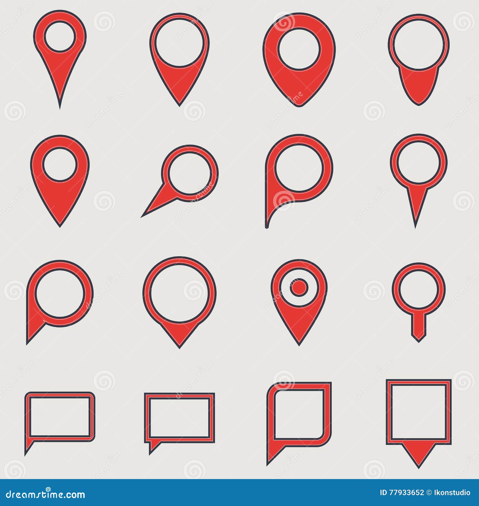 Red travel pins stock vector. Illustration of point, pictogram - 77933652