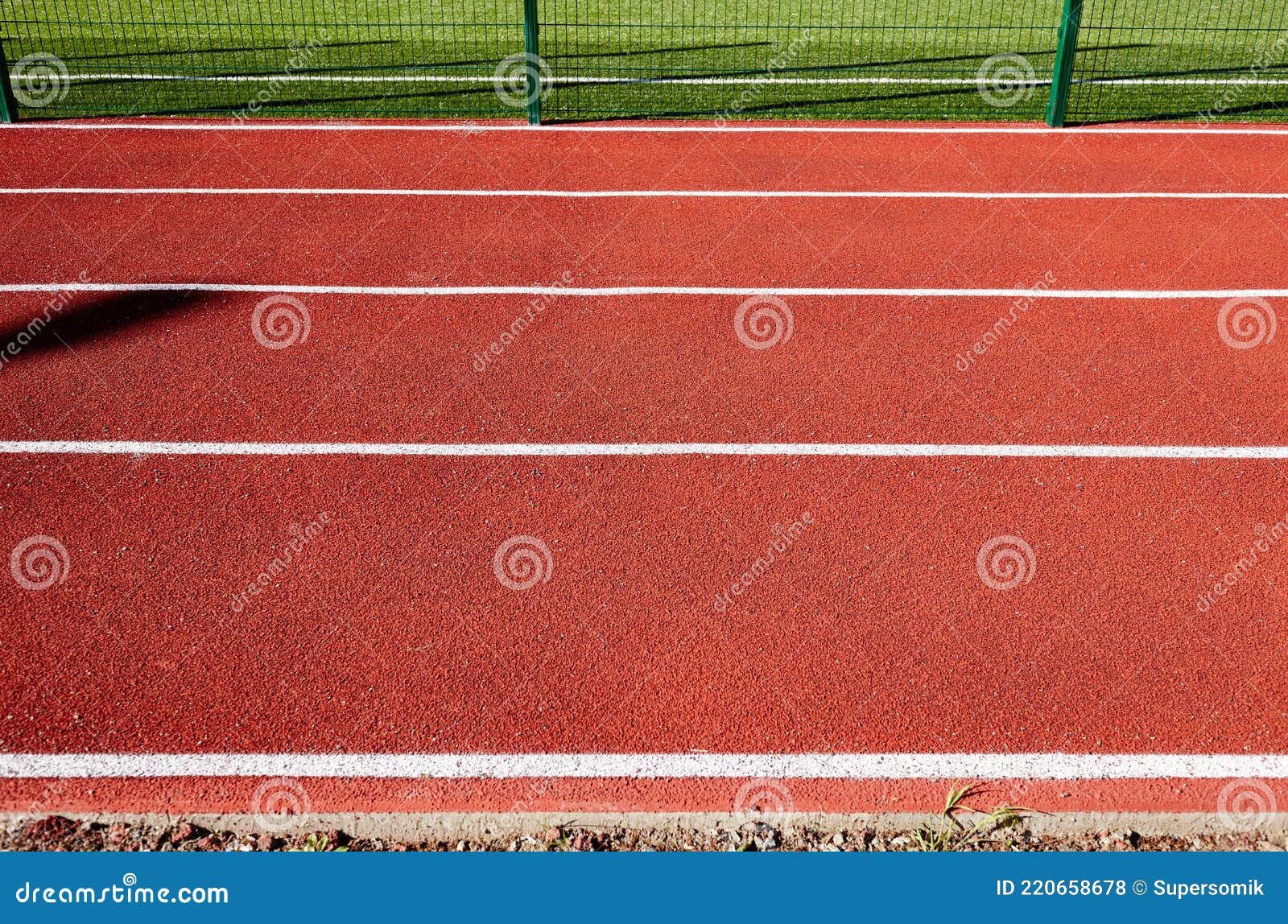 Red Treadmill on Sport Field. Stock Photo - Image of empty, runner ...