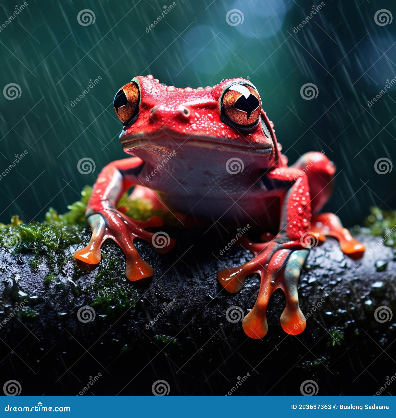 Red tree frog climbing stock illustration. Illustration of ...