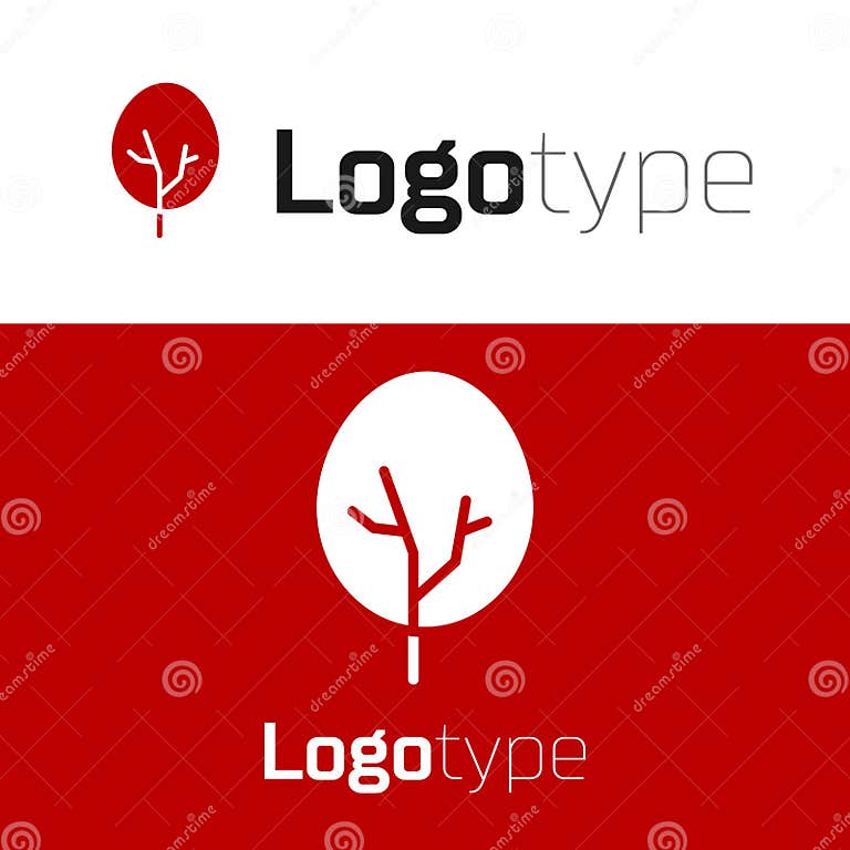 Red Tree Icon Isolated on White Background. Forest Symbol. Logo Design ...