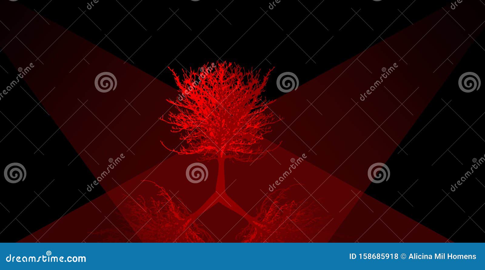 Red Tree Illustration on Dark Background Stock Illustration ...
