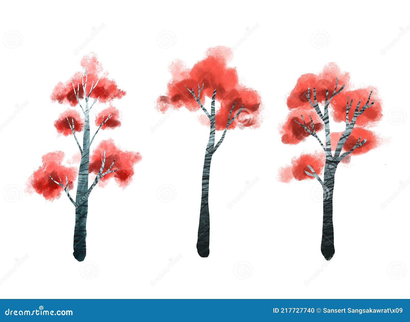 Red Tree Illustrations Can Be Used for Media and Design Work. Stock ...