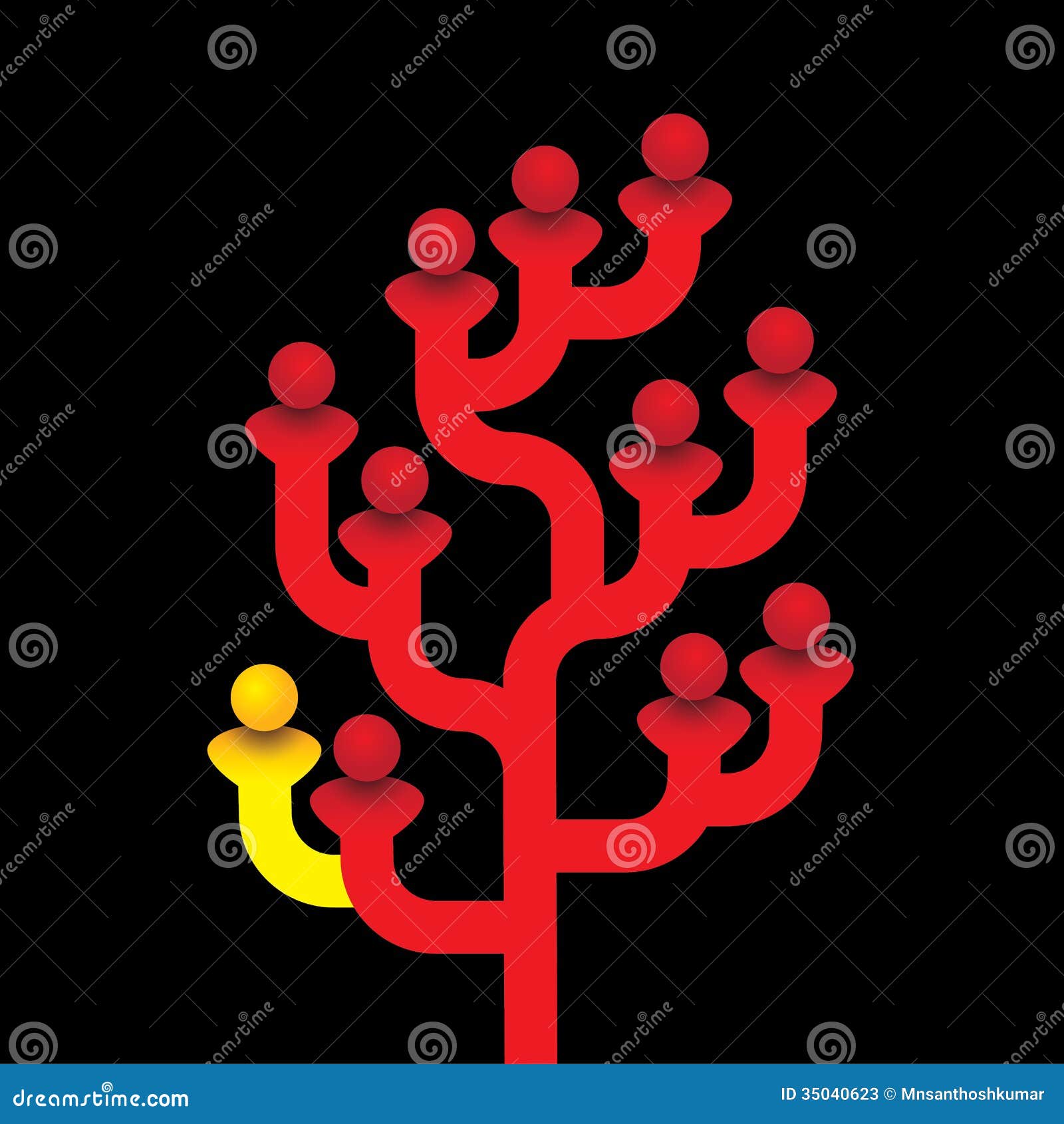 Red Tree of Related People with One Person Being Different Stock Vector ...