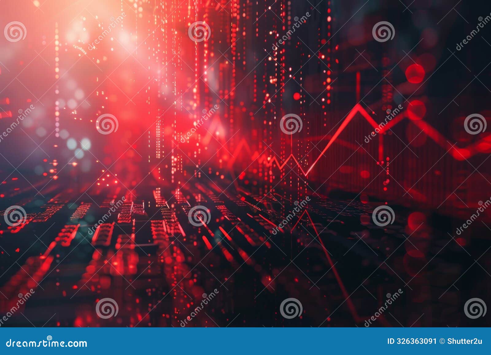 Red Trend Arrow Dropping Digital Tech Abstract Futuristic Backdrop ...